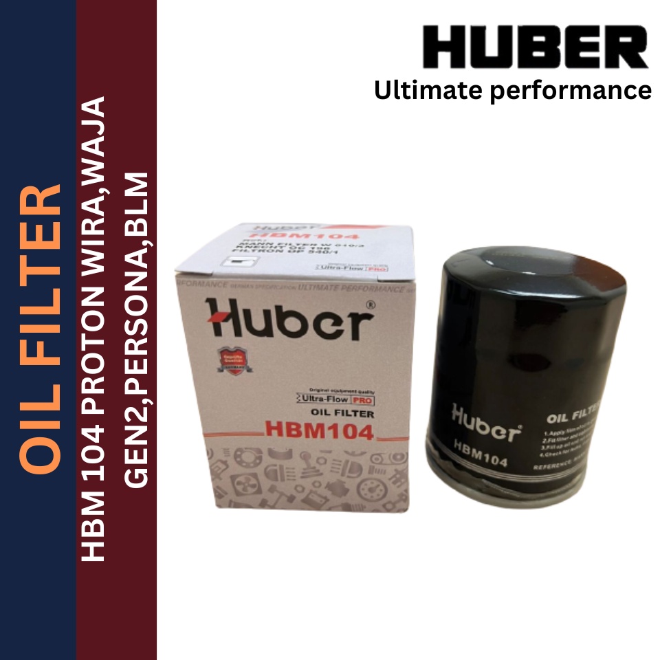 HUBER GERMAN Quality ULTIMATE Performance engine oil filter HBM 104 ...