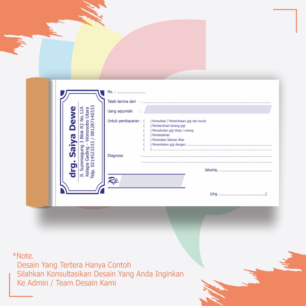 Custom Note Receipt 3ply 1/3 folio Sales Note Book Road Letter invoice ...