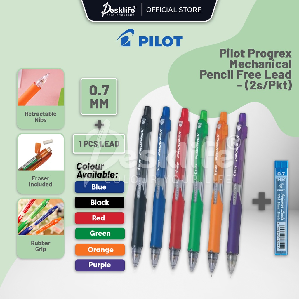 Desklife Pilot Progrex Mechanical Pencil 0.3 0.5 0.7 0.9 Free Lead ...