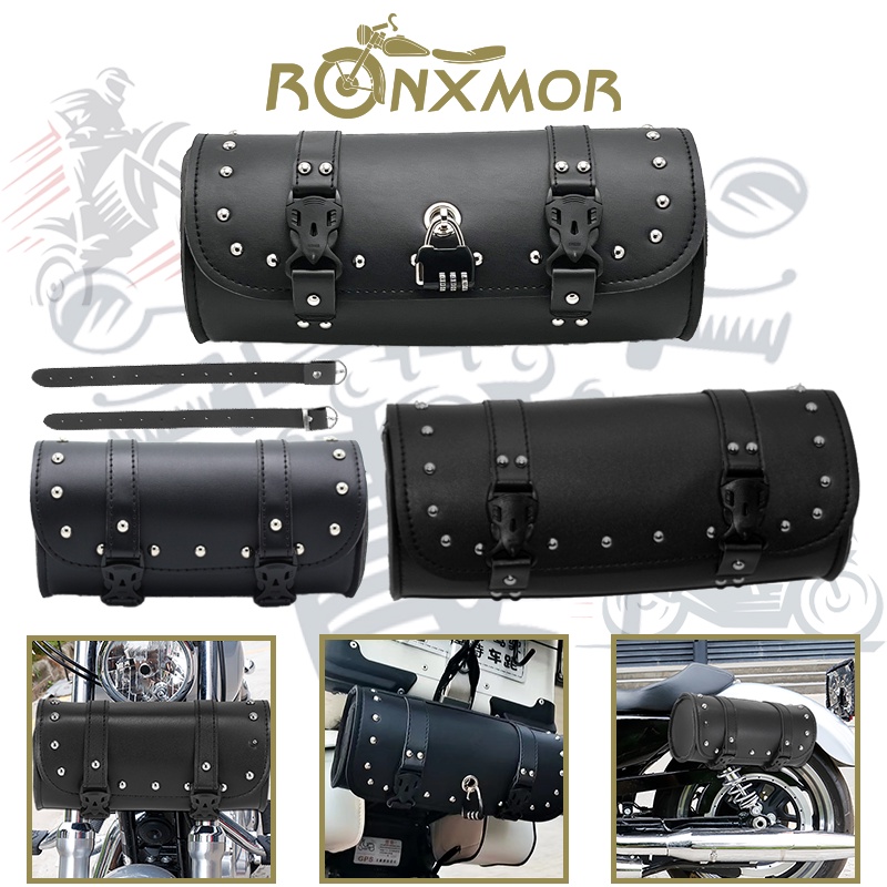 RONXMOR Motorcycle Side Bag Storage Bag PU Tool Bag Riding Decoration Bag Motorcycle Fork ...
