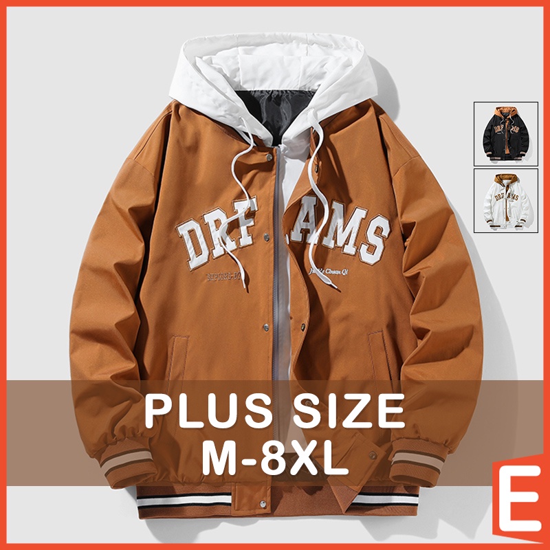 [M-8XL] Plus Size Hooded Jacket Men Women Jaket Lelaki Saiz Besar ...