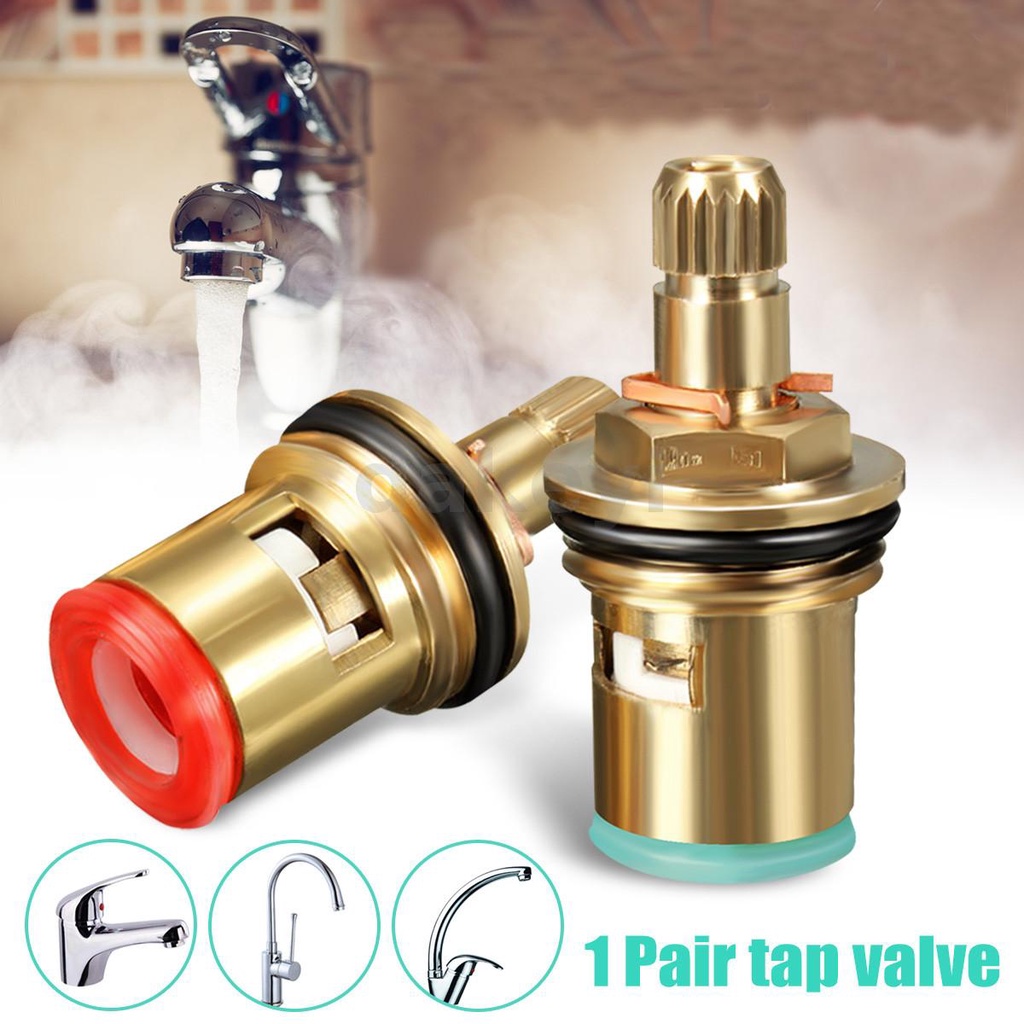 1 Pair 1/2 Inch Turn Ceramic Disc Tap Valves Hot Cold Repair ...