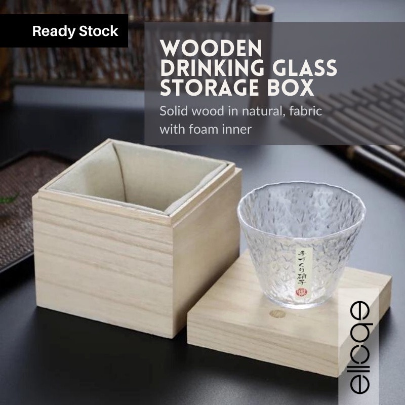 ELLOQE Hiroto Wooden Drinking Glass Storage Box Stylish Gift box and ...
