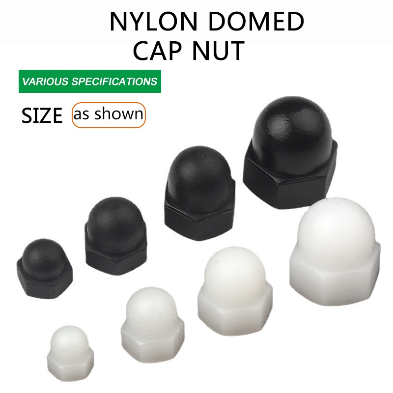Nylon Hexagon Domed Cap Acorn Nuts M3 M4 M5 M6 M8 M10 M12 Ball Head Nut White Black Plastic ...