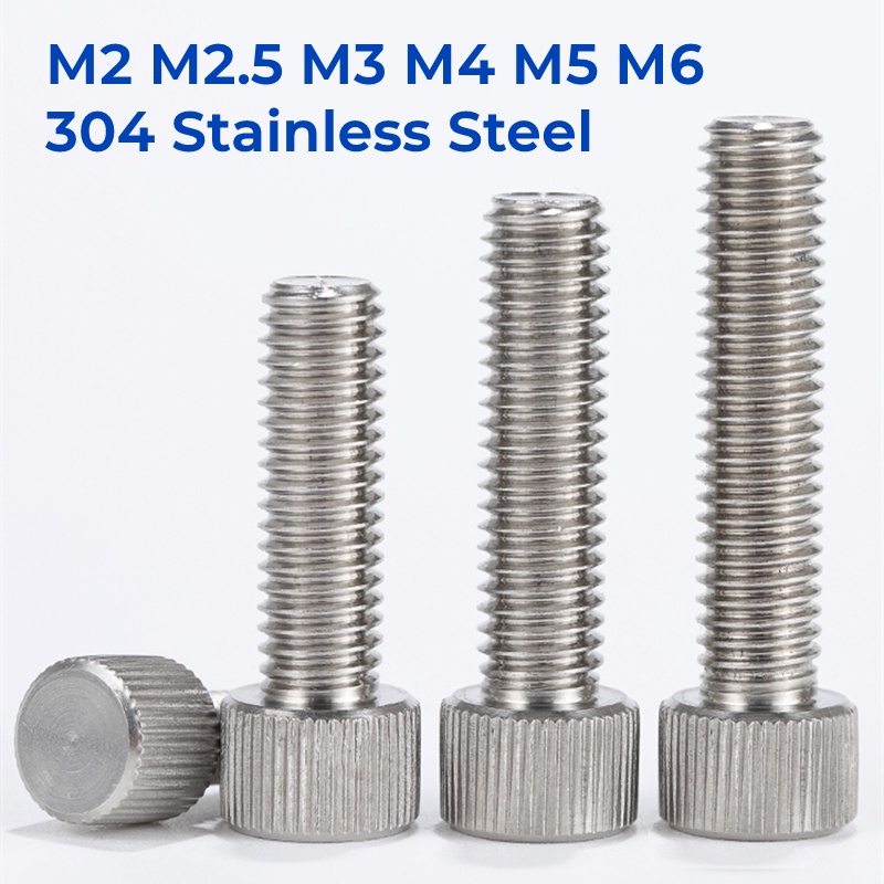 M2 M2.5 M3 M4 M5 M6 304 Stainless Steel Thumb Screws Knurled Head Thumb Bolt Machinery Tool ...