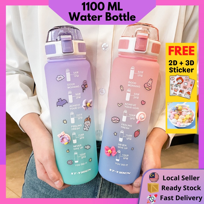 Botol Air Viral Sport Water Bottle 1100ML Bekas Air Minuman Cute Water ...