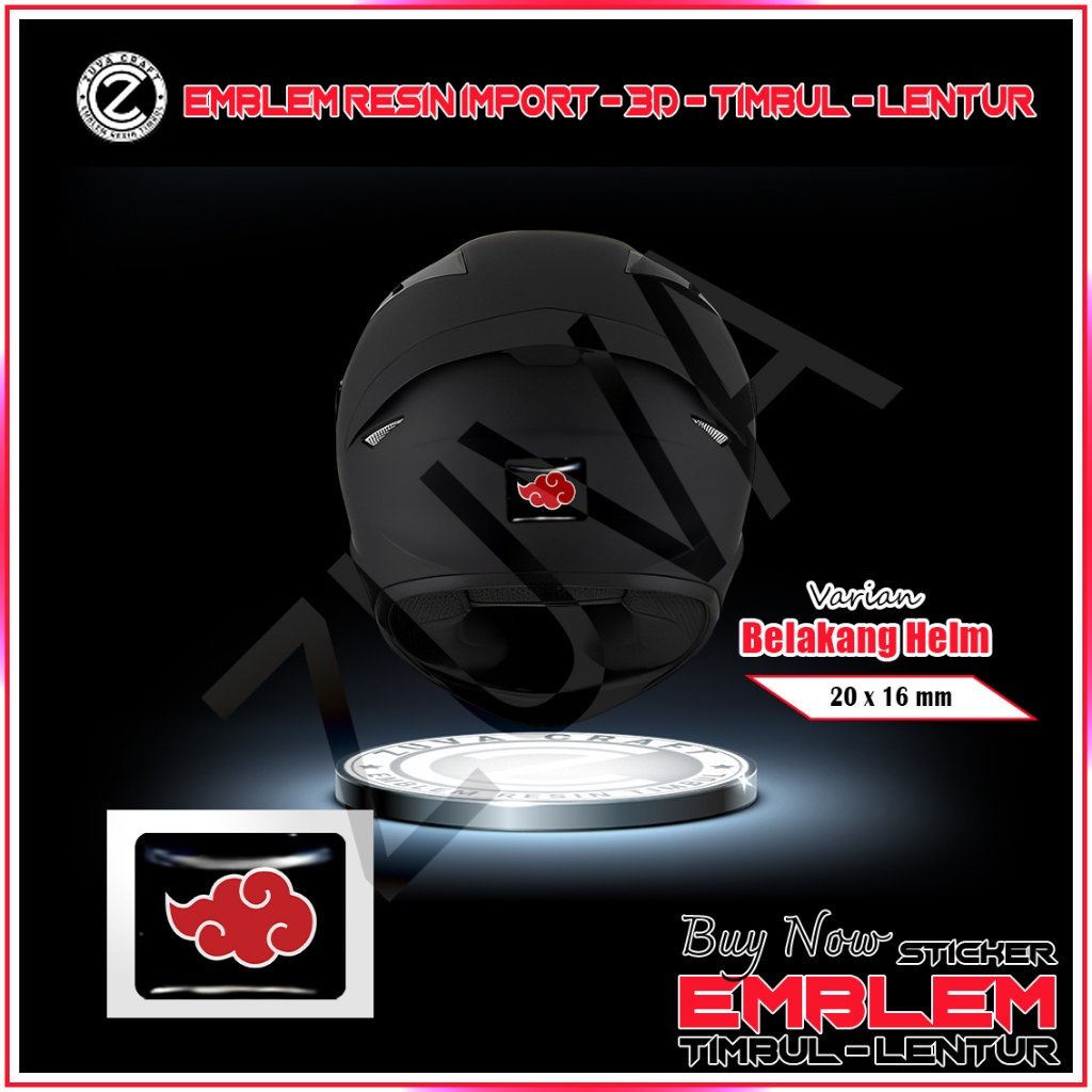 3d HELMET REAR STICKER AKATSUKI MOTORCYCLE EMBLEM embossed MOTORCYCLE ...