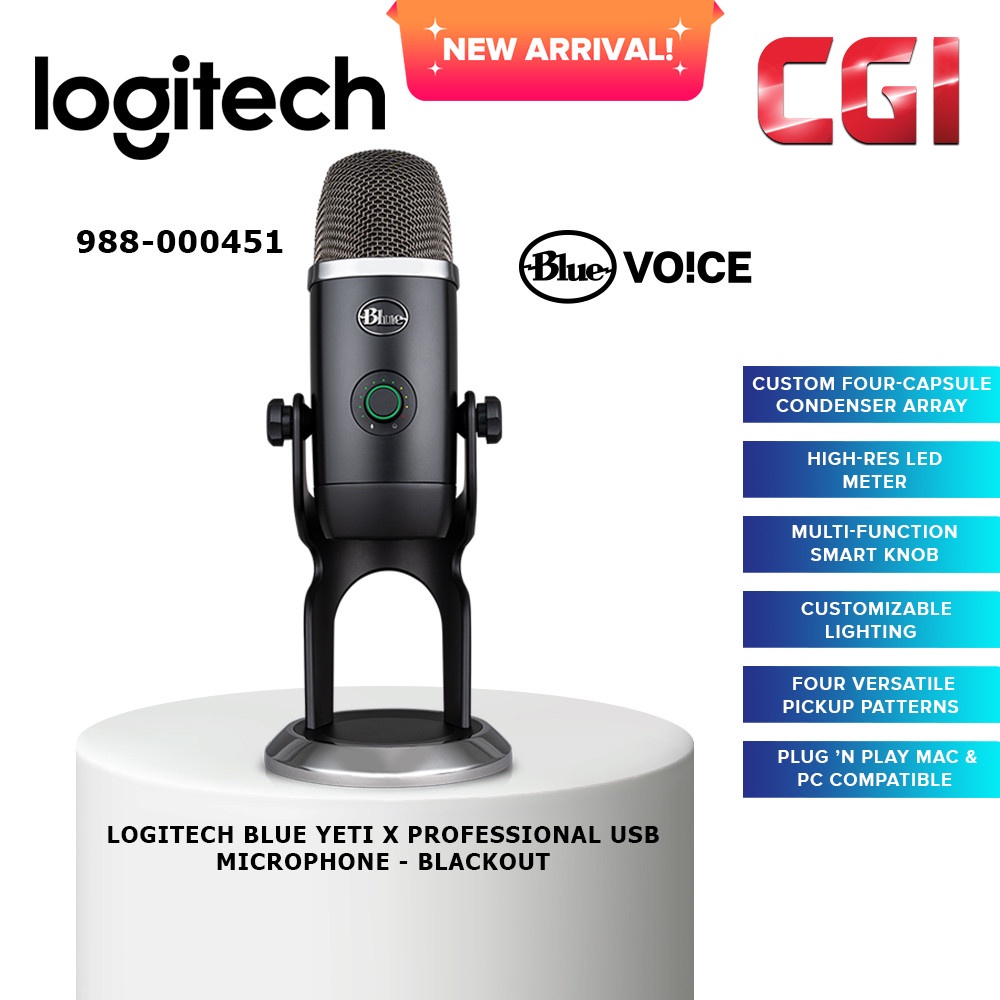 Logitech Blue Yeti X Professional USB Microphone for Gaming, Streaming ...