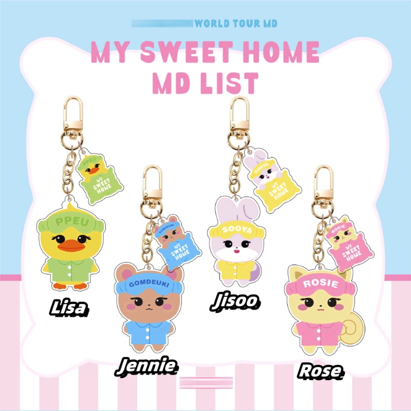 KPOP BLACKPINK Cartoon Acrylic Keychain Cute Animal Pendant JENNIE ROSE ...