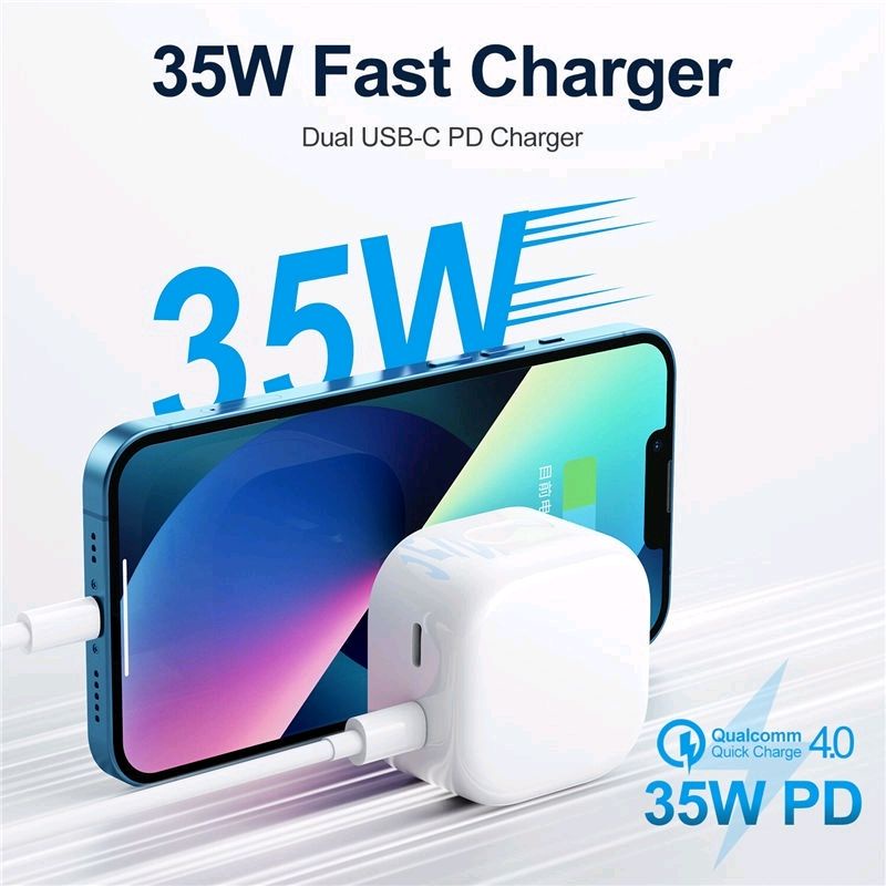 35W PD Charger Type C Dual Port USB C Power Adapter Fast Charging Quick ...