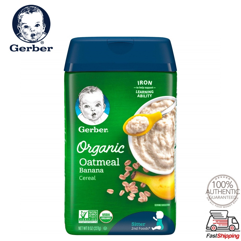 Gerber Organic Baby Oatmeal Banana Cereal 2nd Foods Cereal 227g (Expiry ...
