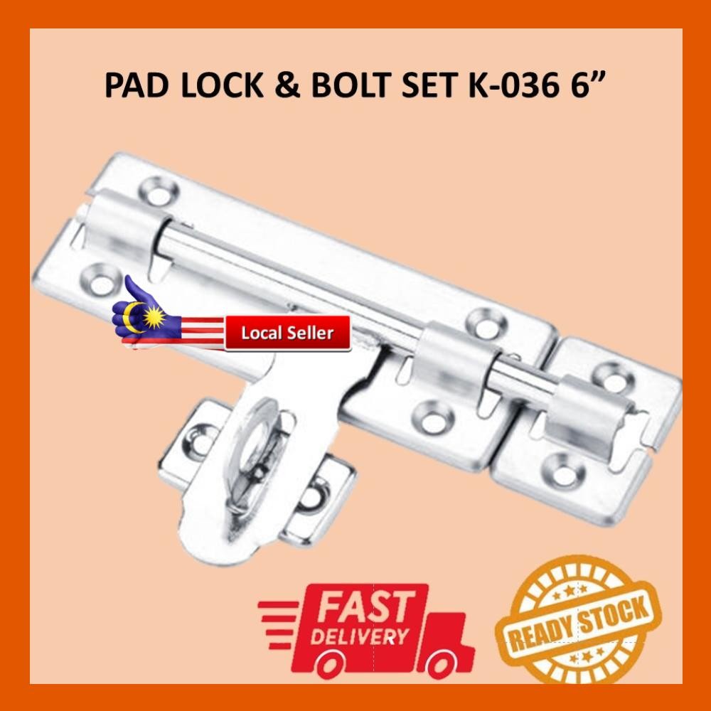 Steel Pad Lock and Bolt Set 6 Inch Door Kitchen Cabinet Drawer Lock ...