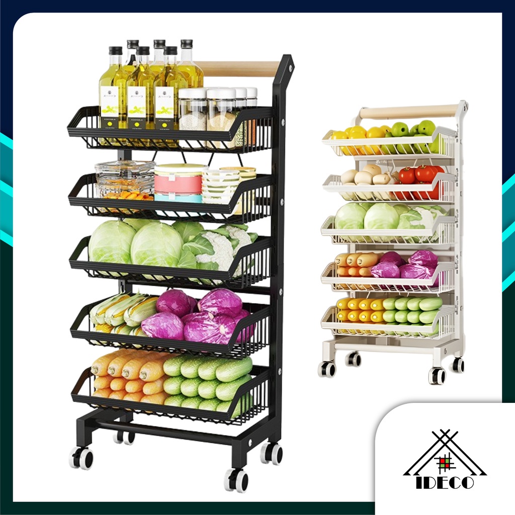 IDECO 5 Tier Kitchen Trolley Rack Narrow Storage Racks Spice Rack ...