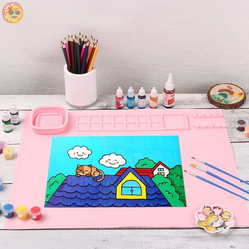 Silicone Craft Mat With Cup Fast Drying Heat Proof Silicone Craft Mat ...