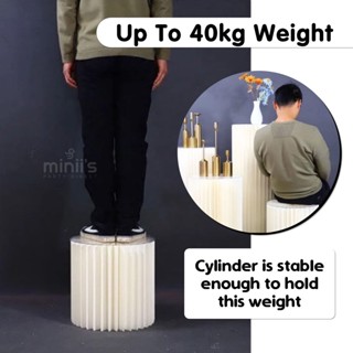 MINIIS PARTY Premium Folding Cake Stand Round Paper Cylinder Stand Meja ...