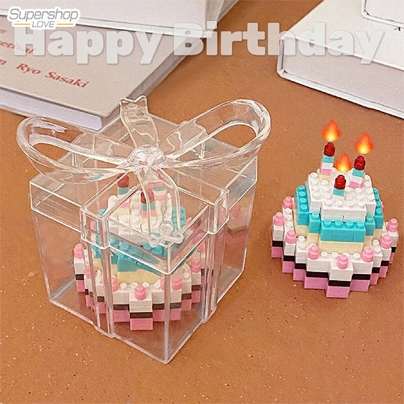 Creative Birthday Cake Building Blocks Small Particle Cake Assembly ...