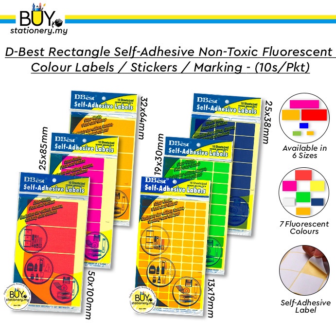 【Part C】DBest Rectangle Self Adhesive Sticker Label Marking Fluorescent ...