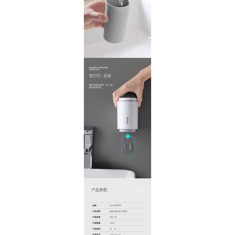 LODER ECOCO Wall Mount Toothbrush Holder Tooth Cup Toothpaste ...