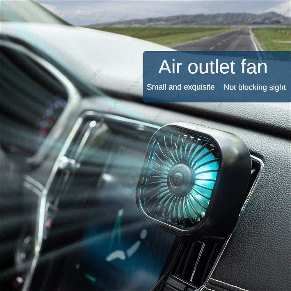 Car Fan Car USB Mini Fan Air Outlet Fan With Atmosphere Light 7-blade ...