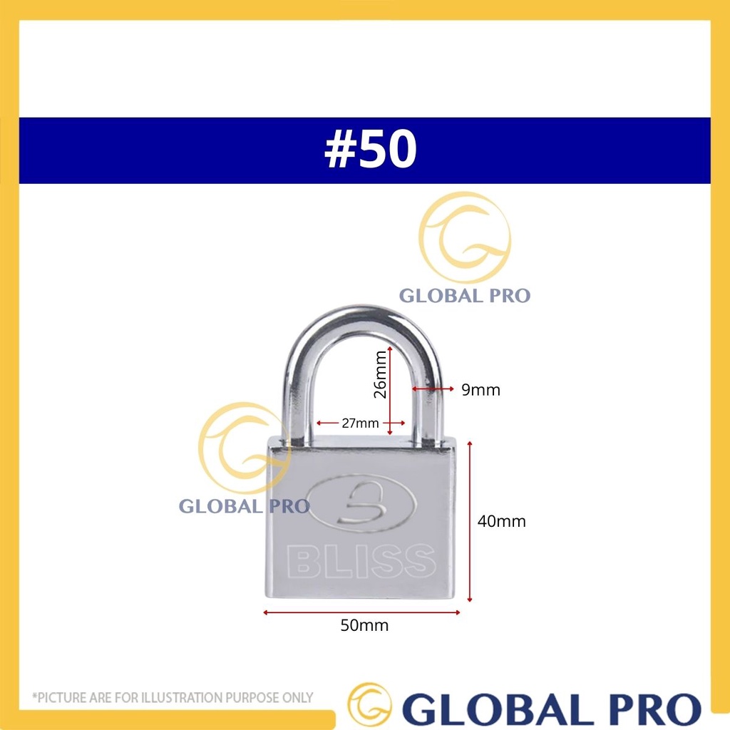 HEAVY DUTY BLISS PADLOCK Rust Resistance Lock Key Manga Pintu Safety ...