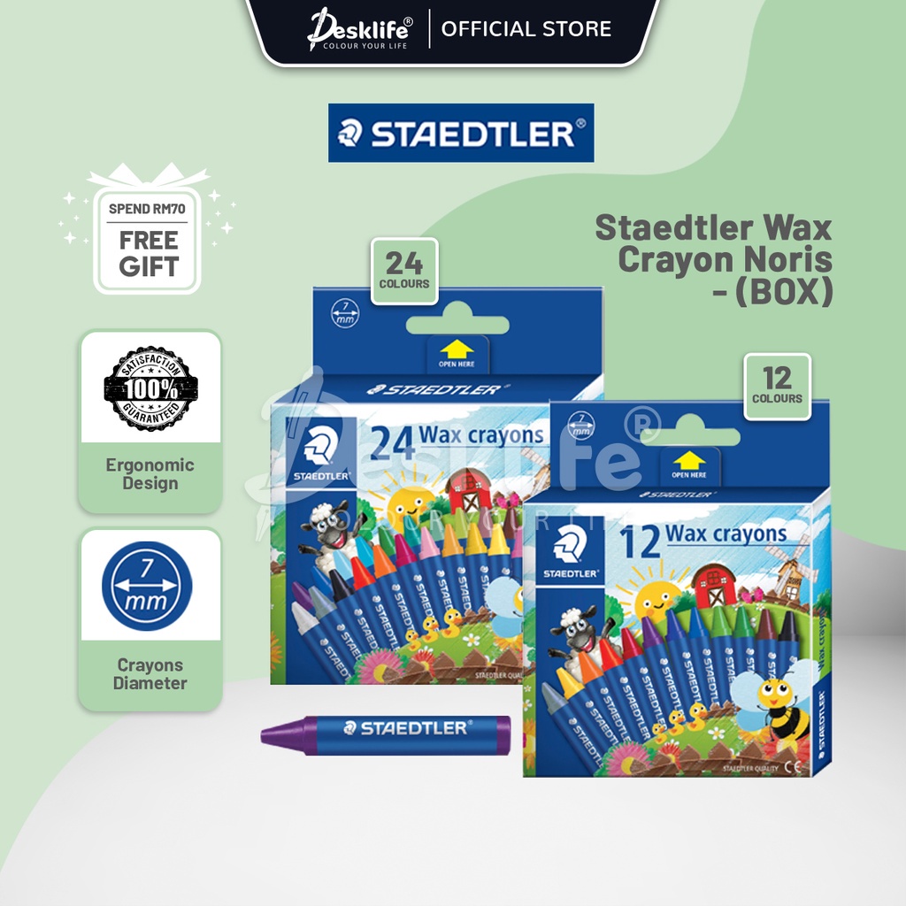 Desklife Staedtler Wax Crayon Noris 12s 24s-(BOX) Colour for Kids Set ...