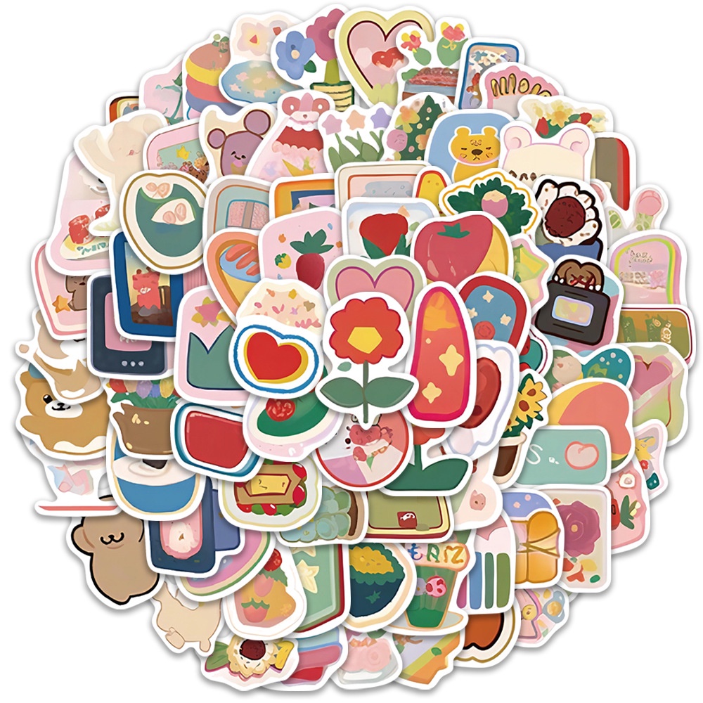 100 Cute Little Watercolor Painting Stickers For Luggage Phone Case ...