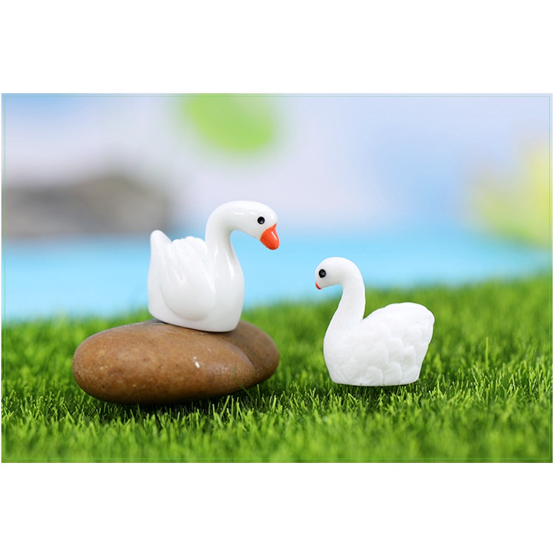 White Mini Swan Garden Ornament Miniature Figurine Plant Pot Fairy ...