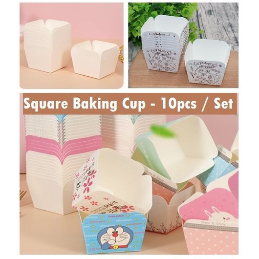 10pcs Set Cawan Kertas Persegi Hokkaido Square Baking Muffin Cup ...