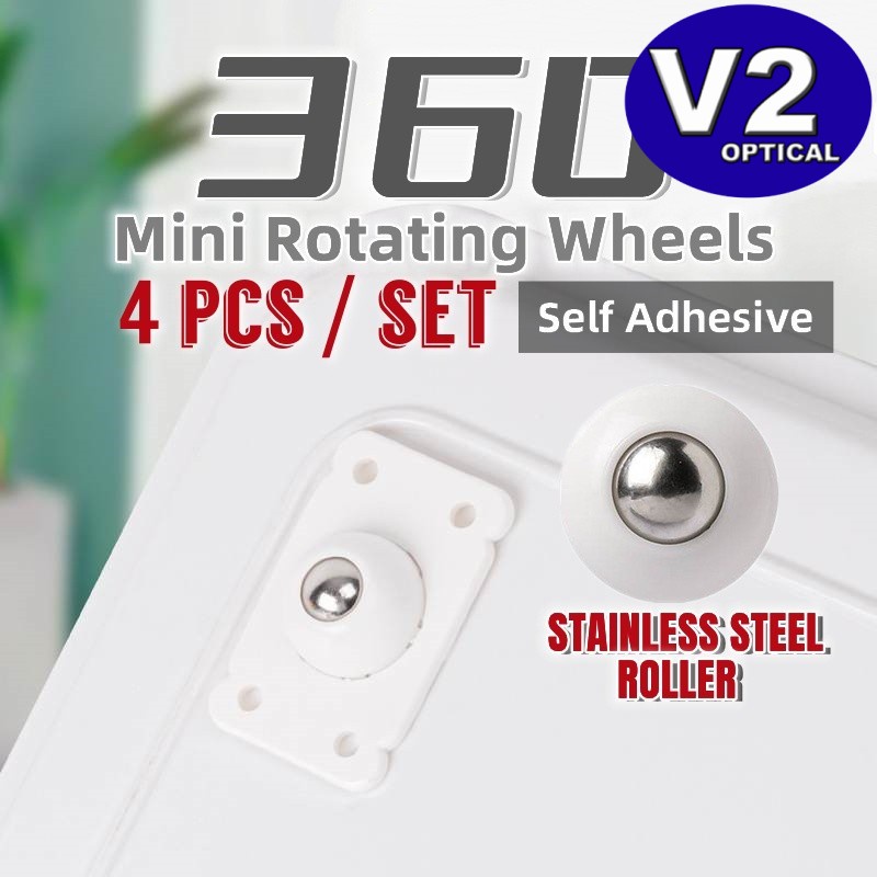 (4 pcs/set) 360 Rotating Mini Wheel Roller Stainless Steel Self ...