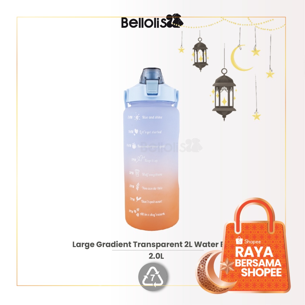 Large Gradient Transparent 2L Water Bottle//TikTok Bottle//Botol viral ...