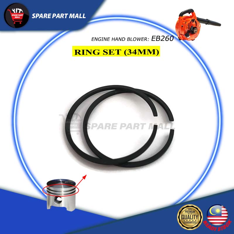 ENGINE HAND BLOWER (EB-260): RING SET 34MM X 1MM / PISTON RING FIT 26CC LEAF BLOWER PAM ANGIN ...