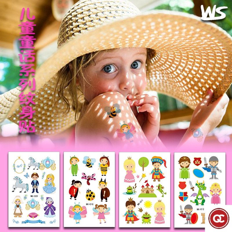 QC Cute Princess Castle Temporary Tattoo Sticker Cartoon Childen ...