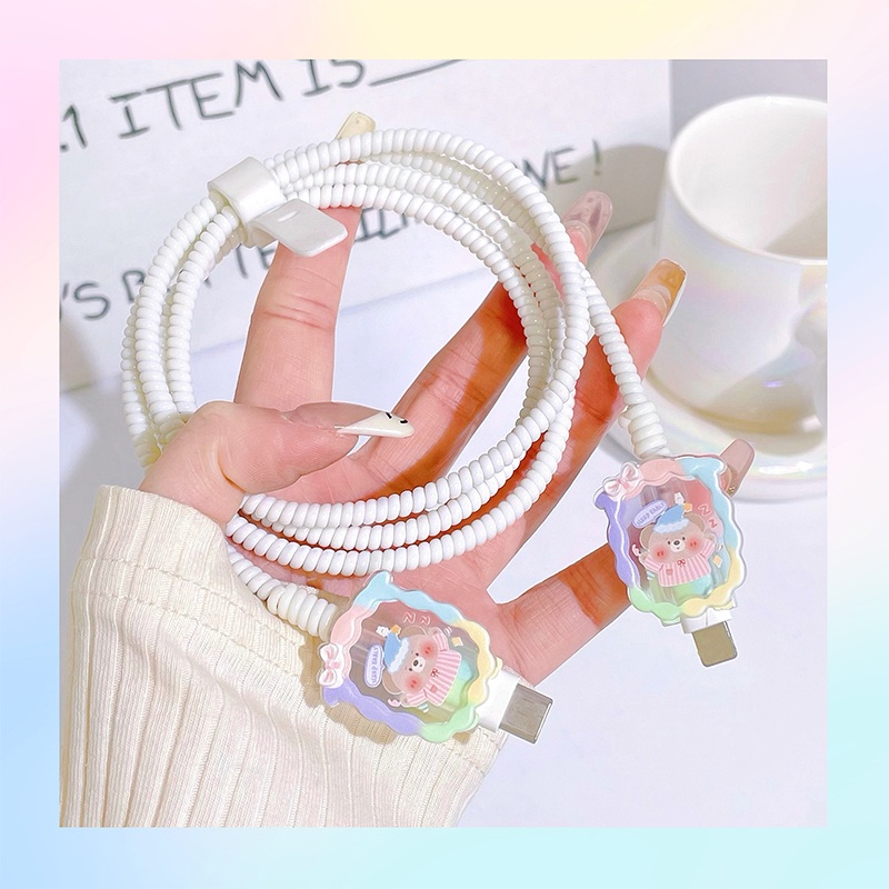 4Pc/Set Cartoon Cable Protector Wire Protector Compatible for iP 20W ...