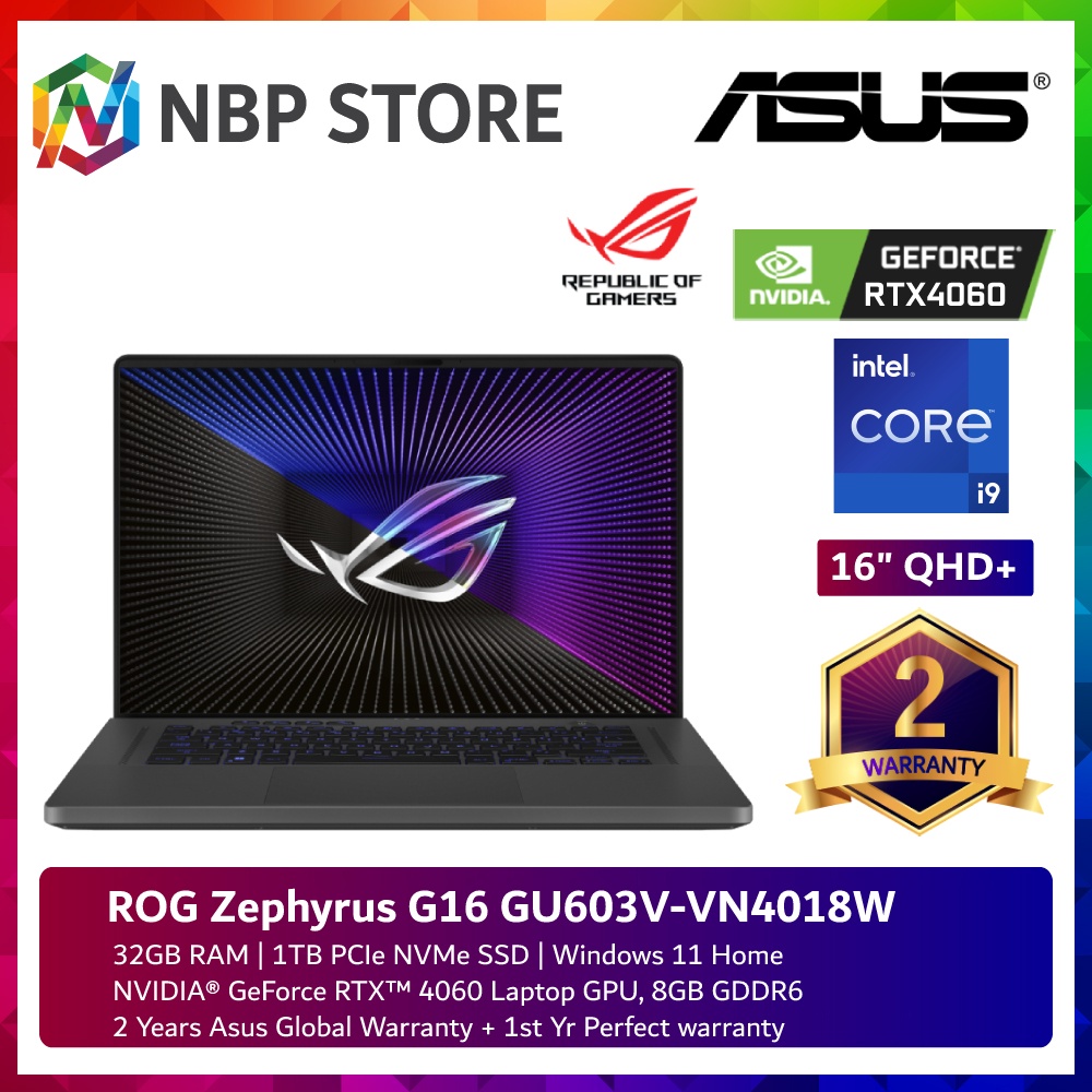 Asus ROG Zephyrus G16 GU603V-VN4018W 16'' QHD+ 240Hz Gaming Laptop ( I9 ...