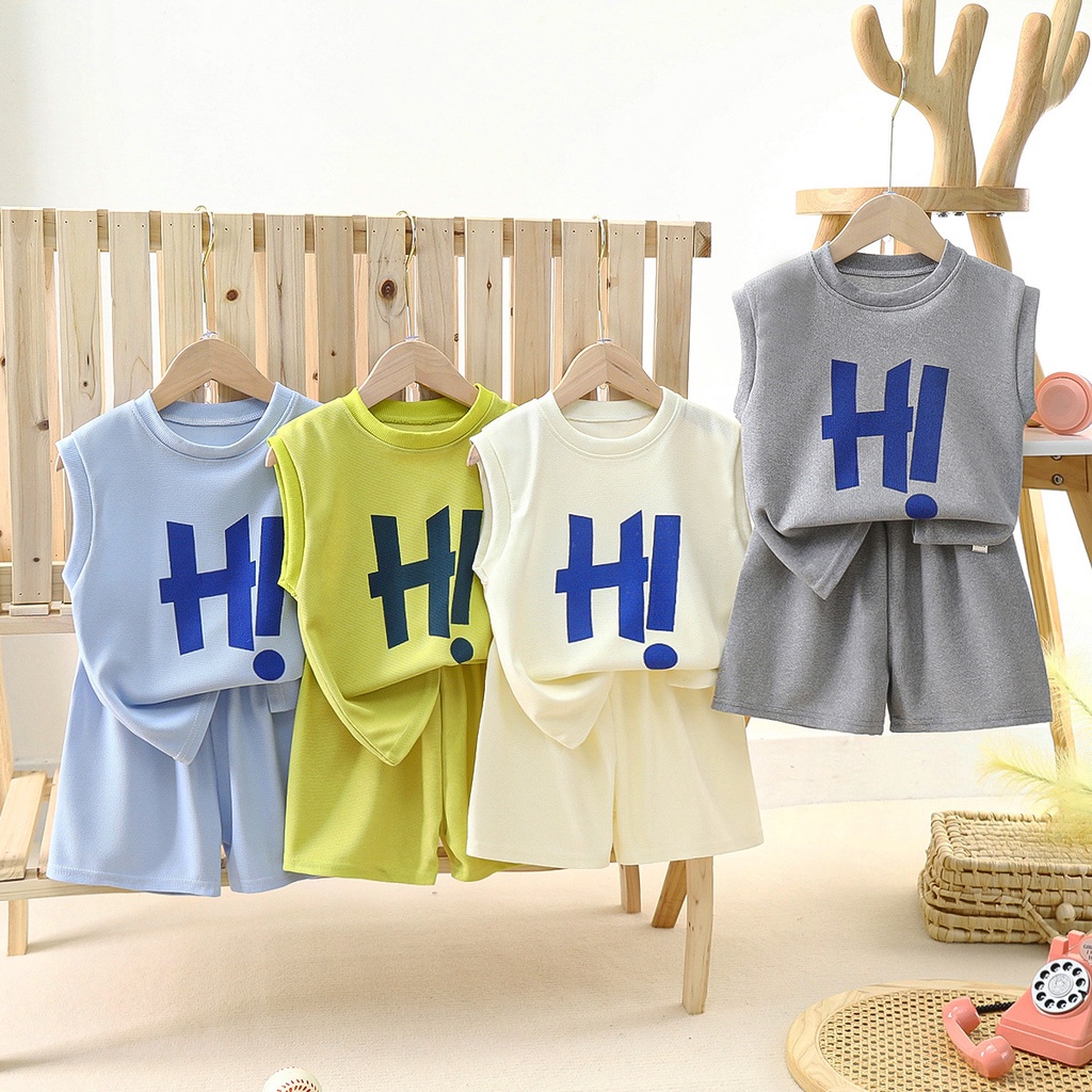 Children Tank Top Set Summer Boys Sleeveless Shirts Shorts Suit Korean ...
