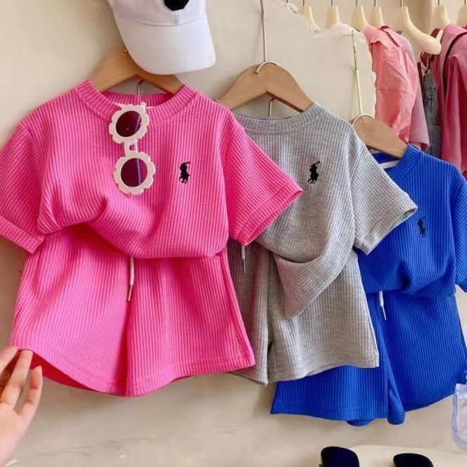 2023 Amoi Korean Boy Girls Medium Small Children Baby Short Sleeve T ...