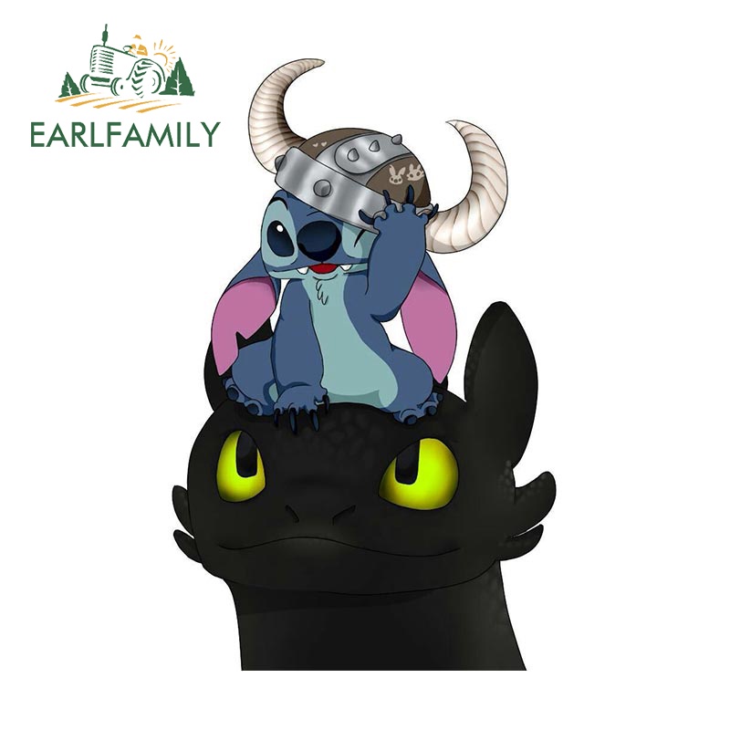 EARLFAMILY 13cm x 8.2cm Stitch And Toothless Car Sticker Humorous ...