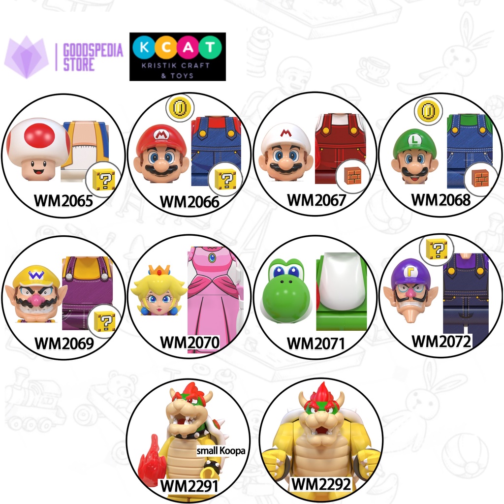 Mini Figure WM6103 Kinopio Toad Mario Luigi Wario Princess Peach Yoshi ...