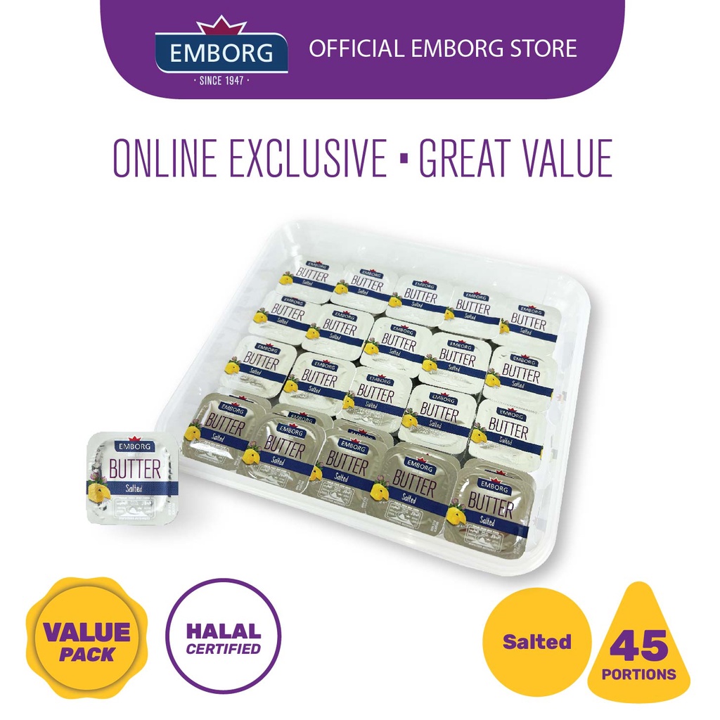 [Value Pack] EMBORG Mini Butter, Salted 8g x 45 in Container [Exp Date ...