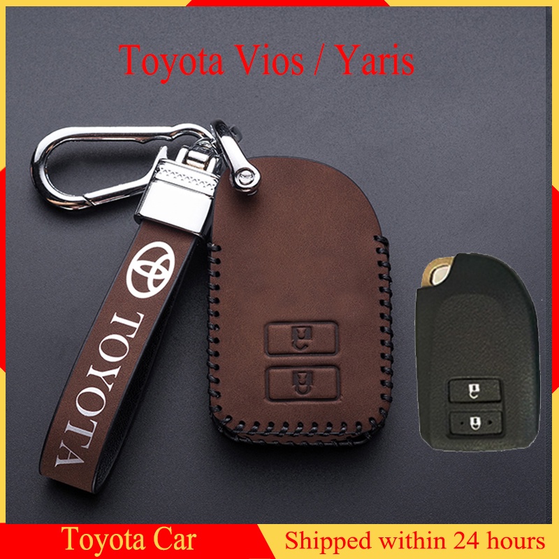 Toyota Vios Yaris Leather Key Fob Cover Key Case Shell with Keychain ...