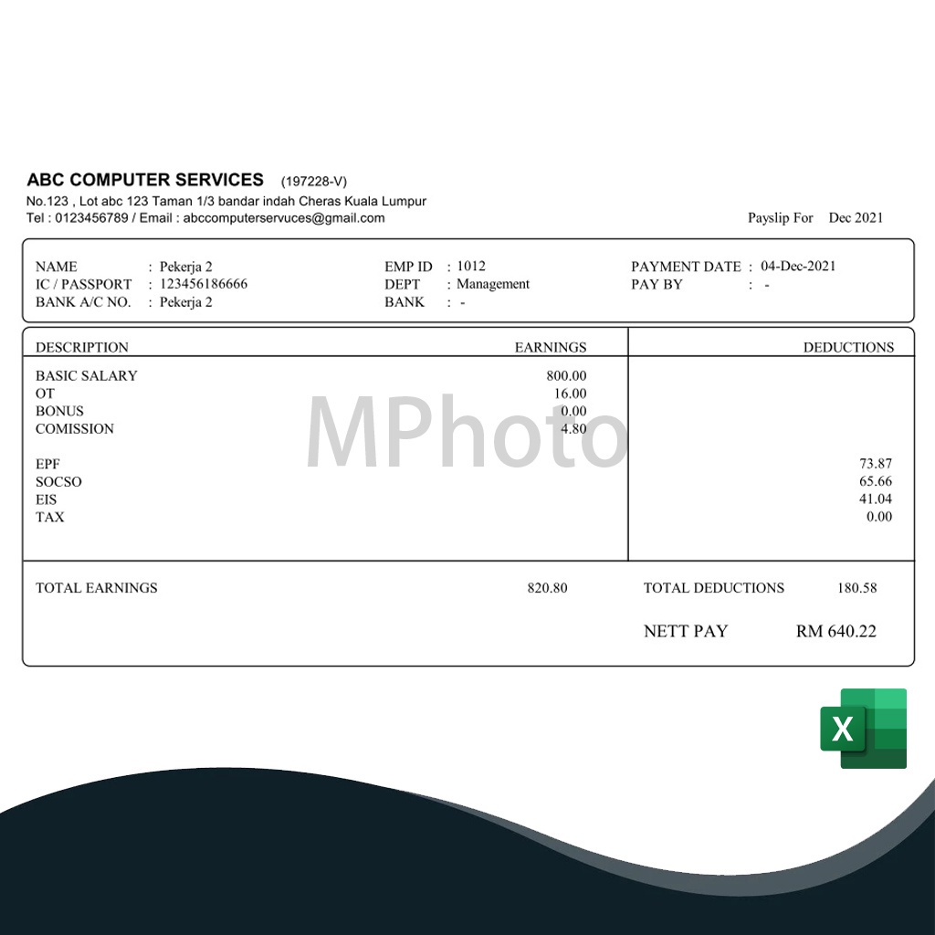 JGD New Template Slip Gaji / Payslip Auto Calculation 1 Click Print ...