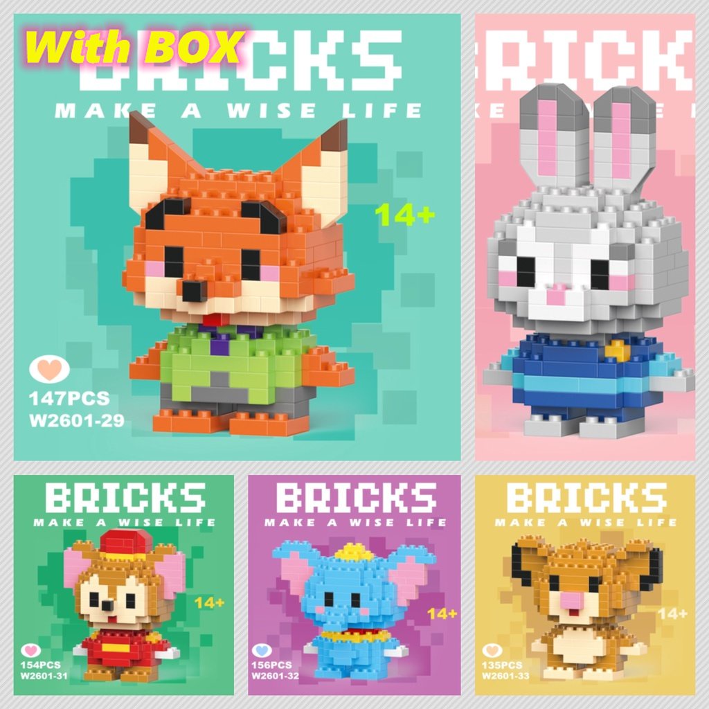 Kids Building Blocks Zootopia Rabbit Fox Squirrel Elephant Tiger Wild ...