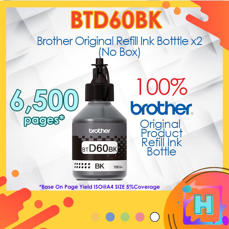 Brother Original BTD60BK 🔥 BT5000 BTD60 Ink Bottle T510W T520W T710W ...