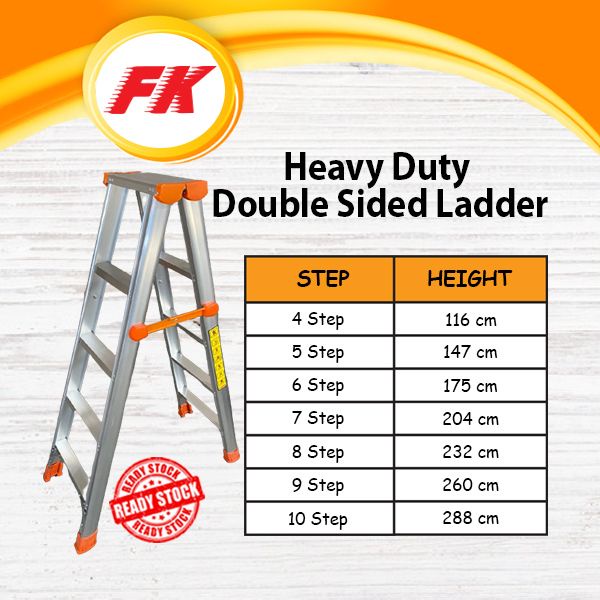 Heavy Duty Aluminium Double Sided Ladder (Exploit) | Shopee Malaysia