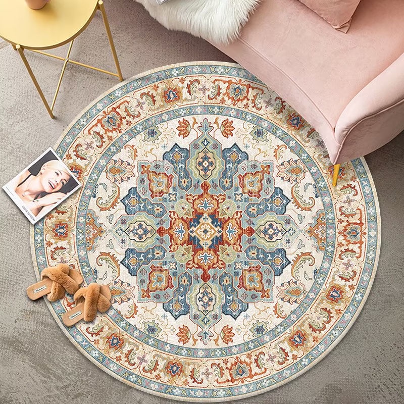 Large Round Carpet, Retro Bohemian Ethnic Style Round Floor Mat ...