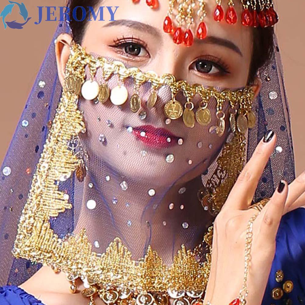JEROMY Rhinestone Face Veils New Women Sequins Girl Belly Dance ...