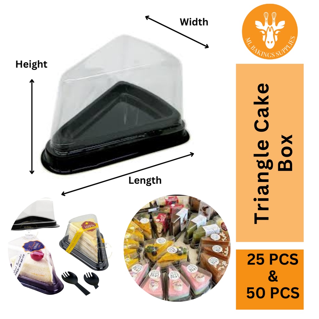 [READY STOCK] BX-143H Triangle Cake Box/Triangle Slice Cake Box/Cake ...