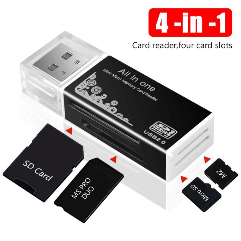 4 In 1 Micro SD Card Reader Adapter SDHC MMC USB SD Memory T-Flash M2 ...