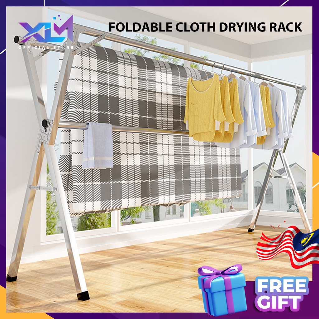 XLM FOLDABLE CLOTH DRYING RACK EXTENDABLE LAUNDRY HANGER OUTDOOR ...