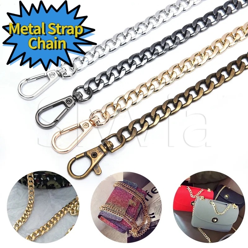 Shoulder Cross Bag Strap 120cm Flat Chain Strap with Buckles Metal Bag ...